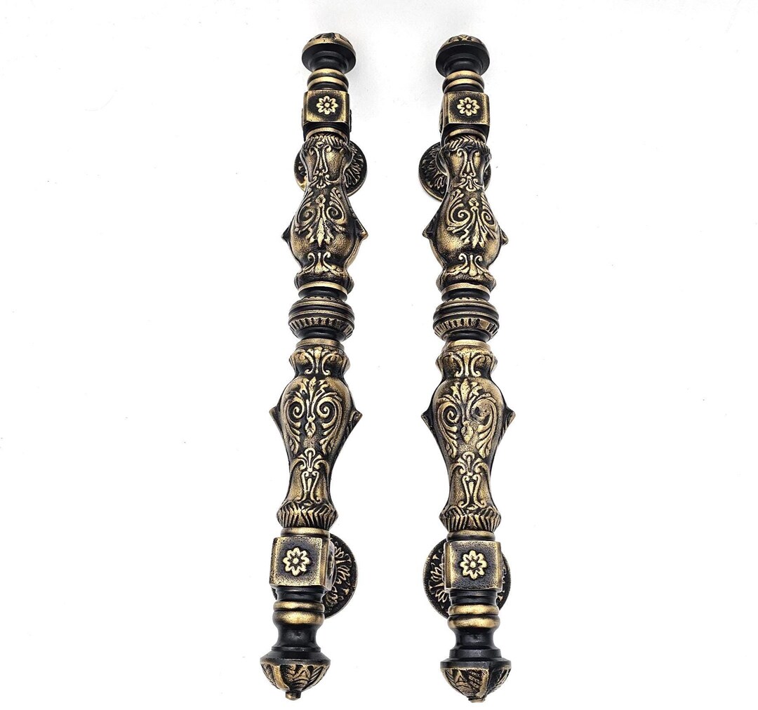 41 Cm Brass Door Handles Set of 2 Vintage Pulls | Rustic Solid Brass ...