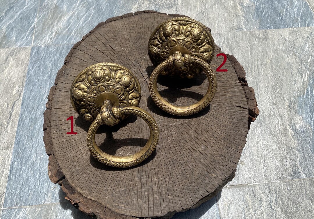 Big Chakra Door Knocker Pair, Antique Heavy Brass Door Knocker, Easy to ...