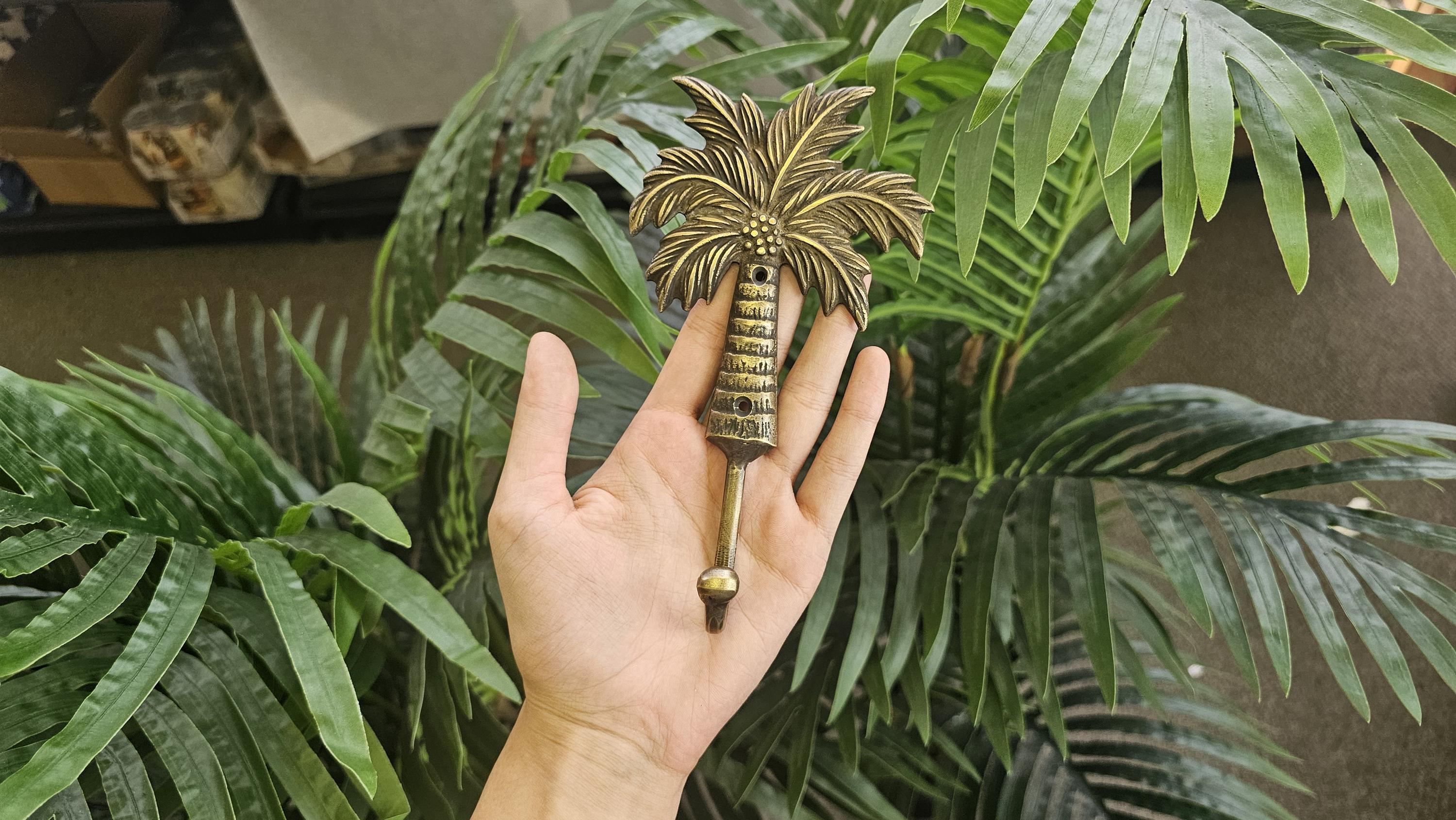 Handmade Solid Brass Palm Tree Hook: Coastal Wall Hanger - Etsy