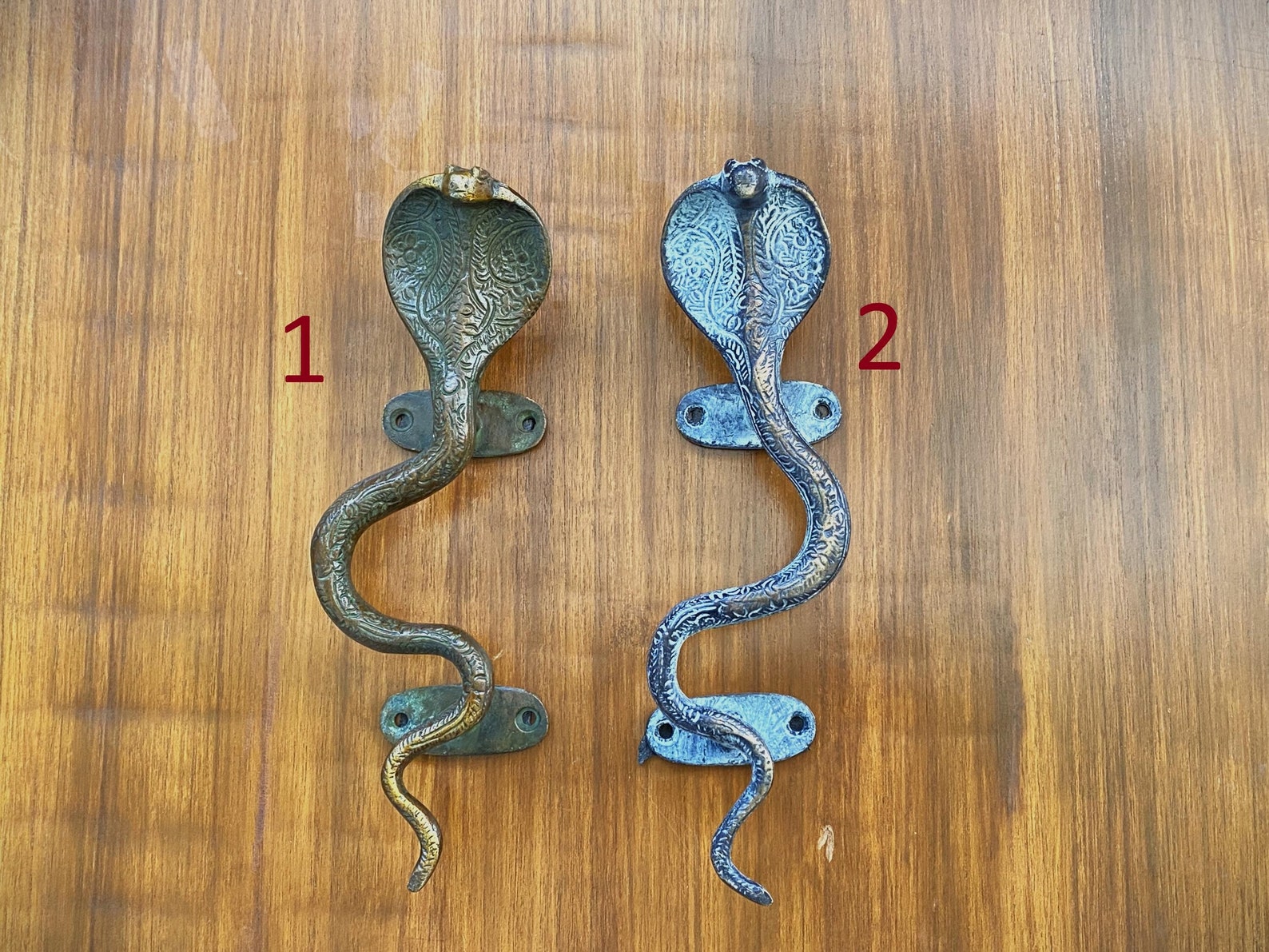 Historical Naagh Carved Door Handles, Traditional Brass Handles, Unique ...