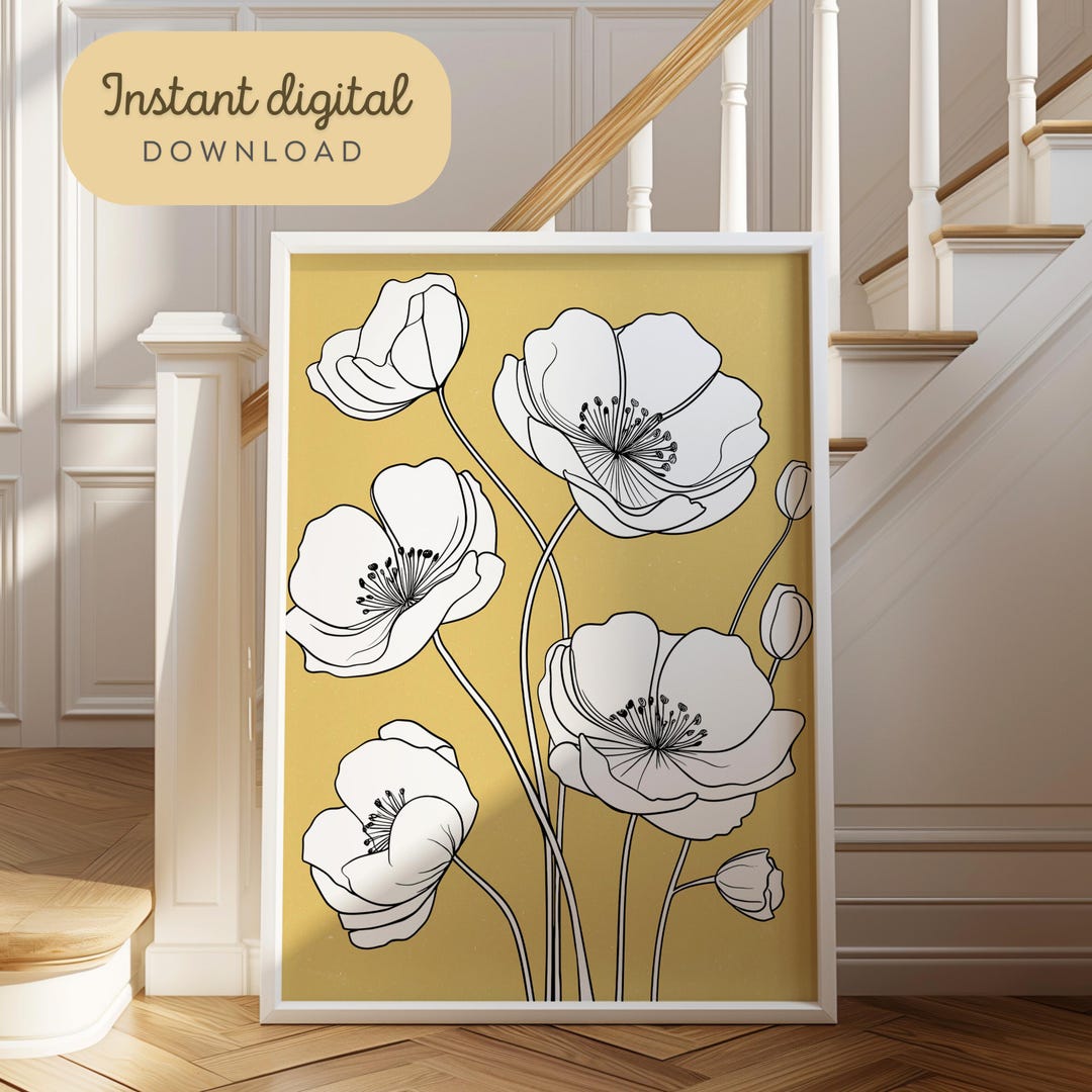 Modern Flower Line Drawing - Minimalist Floral Art Print for Bedroom or ...