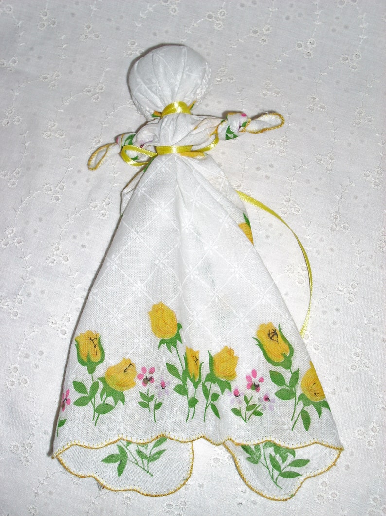 VINTAGE HANDKERCHIEF Doll/handmade Doll/church Doll/pew Doll/cloth Toy ...