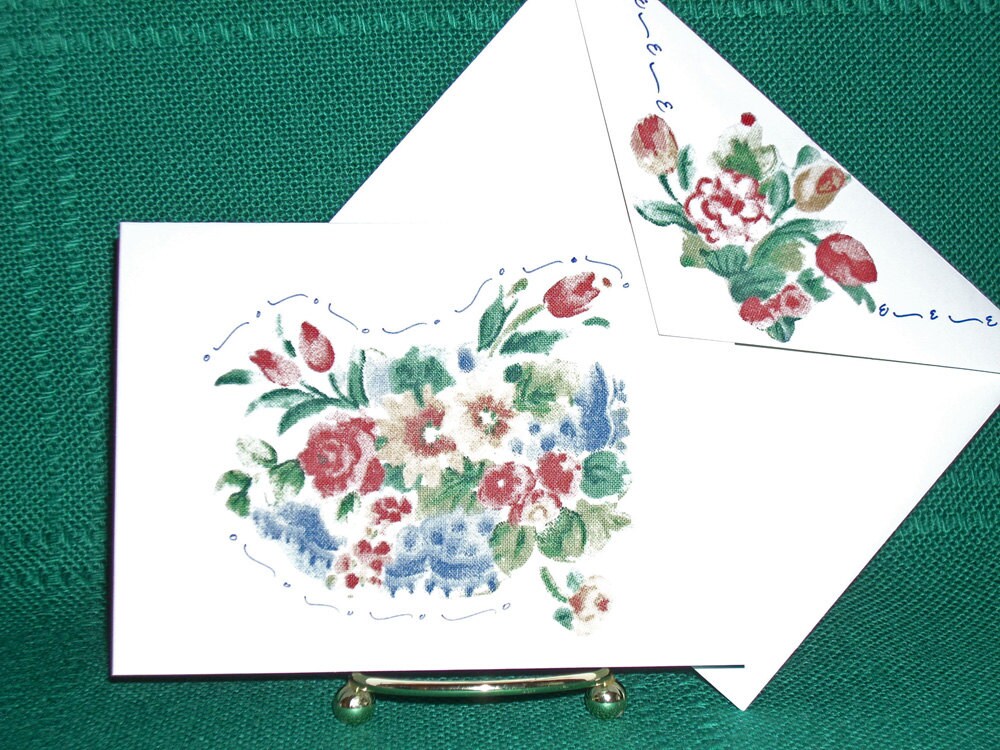 NOTE CARDS/Flower Bouquets/Handmade Note Cards/Set of 3 Blank - Etsy France