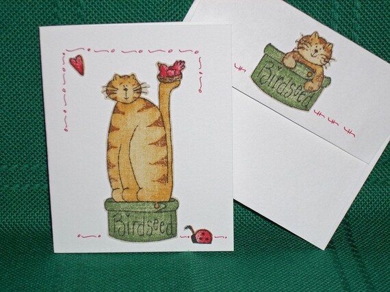 NOTE Cards/country Cats/handmade Note Cards/set of 3 Note | Etsy