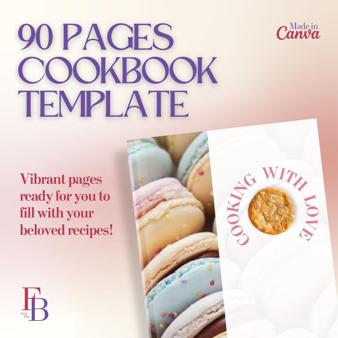 Pastel Template Cookbook 90 Pages (canva Template) - Etsy