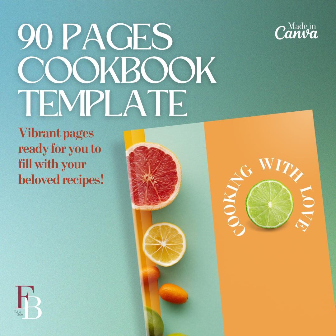 Colorful Template Cookbook 90 Pages (canva Template) - Etsy