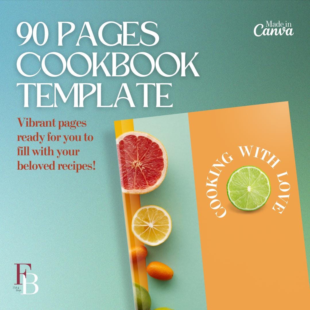 Colorful Template Cookbook 90 Pages (canva Template) - Etsy