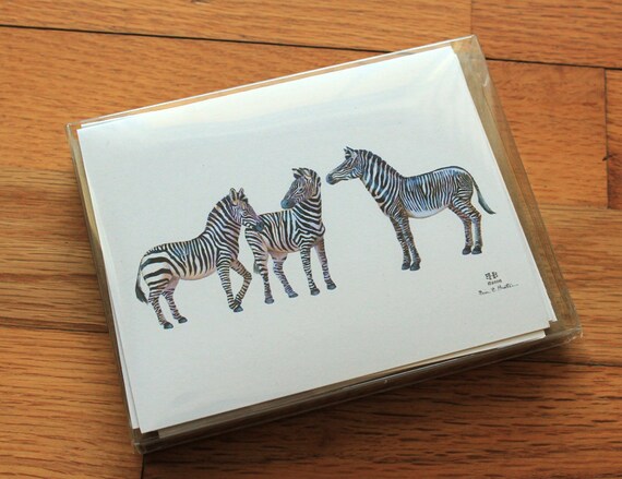 Zebra and Giraffe Cards With Envelopes pack of 8 | Etsy