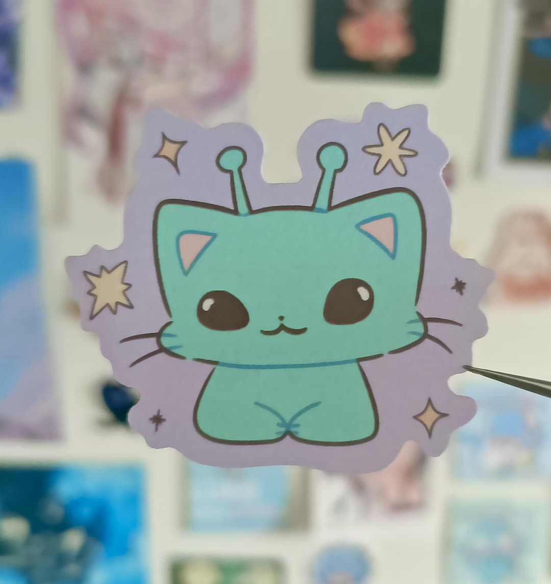 Alien Cat Glorp Sticker | Silly Alien Cat Sticker | Alien Meme Cat ...