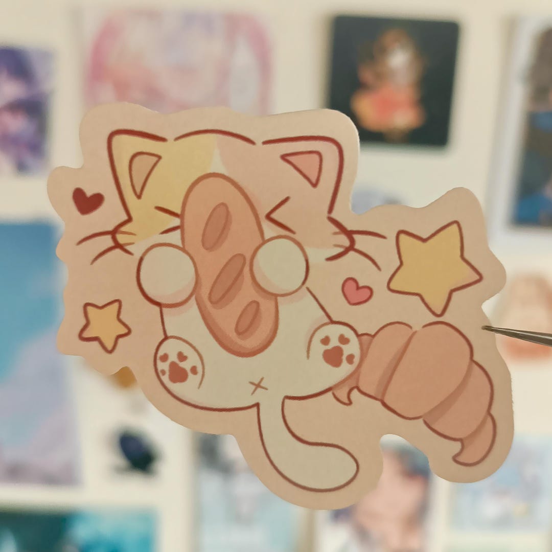 Bread Cat Sticker Cute Cat Sticker Waterproof Durable Stickers Kawaii ...