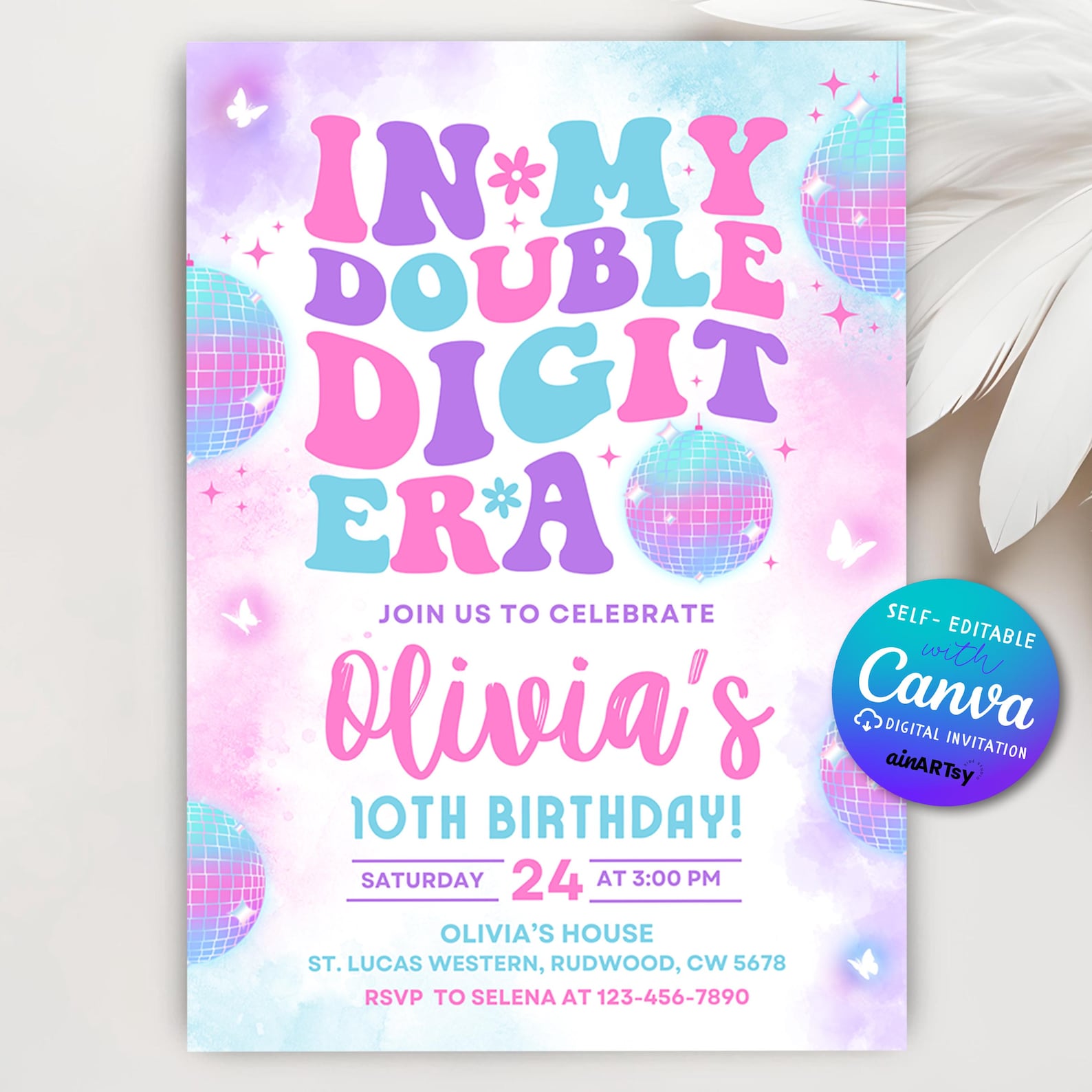 Editable in My Double Digits Era Invitation, in My Birthday Era Girl ...