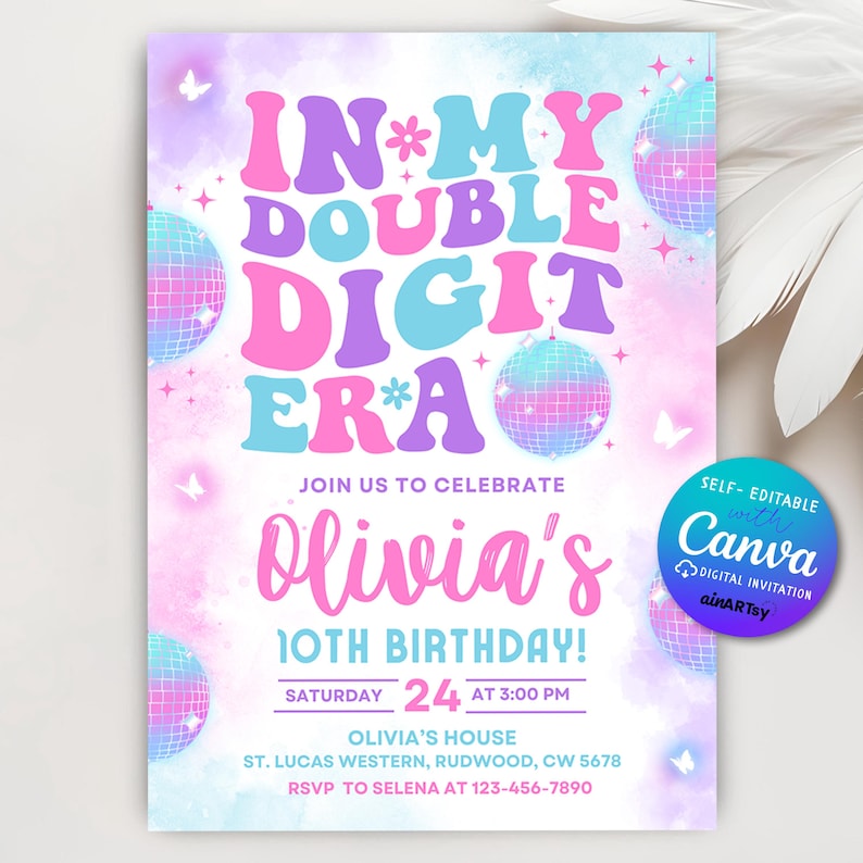 Editable in My Double Digits Era Invitation, in My Birthday Era Girl ...