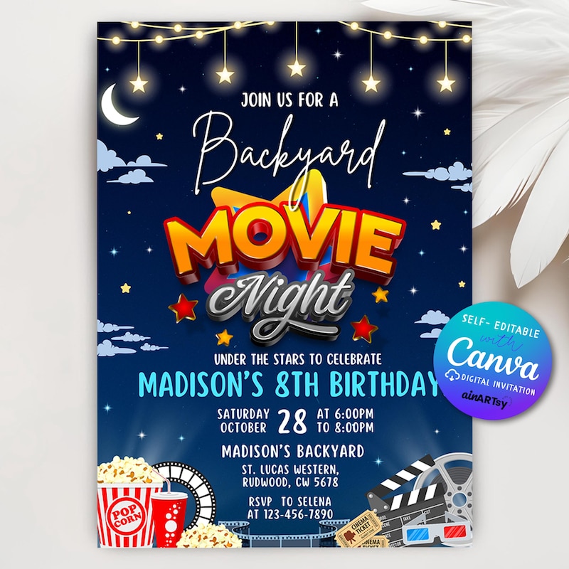 Outdoor Movie Invite - Etsy