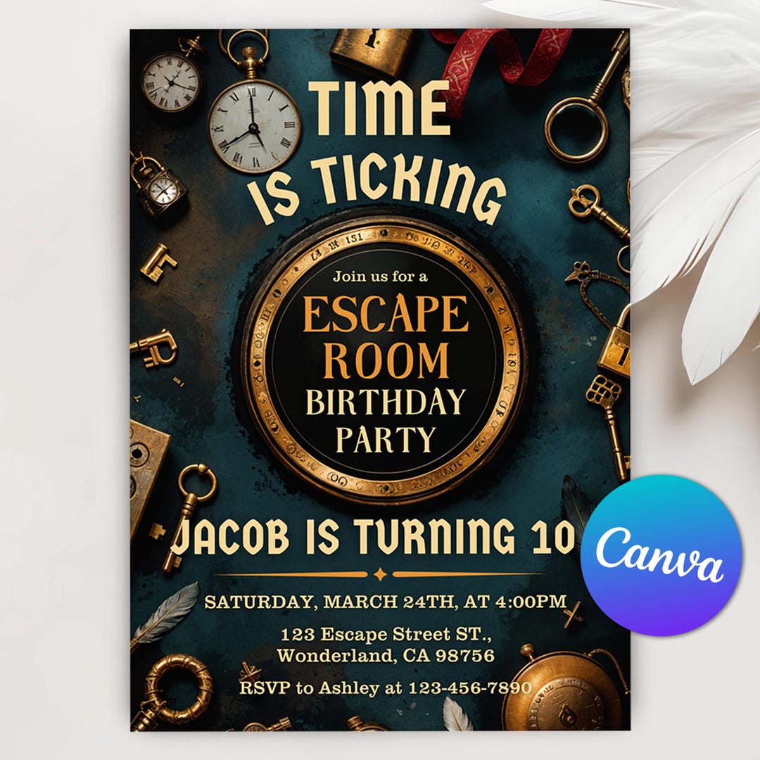 Editable Escape Room Birthday Invitation, Detective Party, Any Age ...