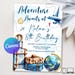 Awaits Travel Birthday Party Invitation, Around the World Vintage Map ...