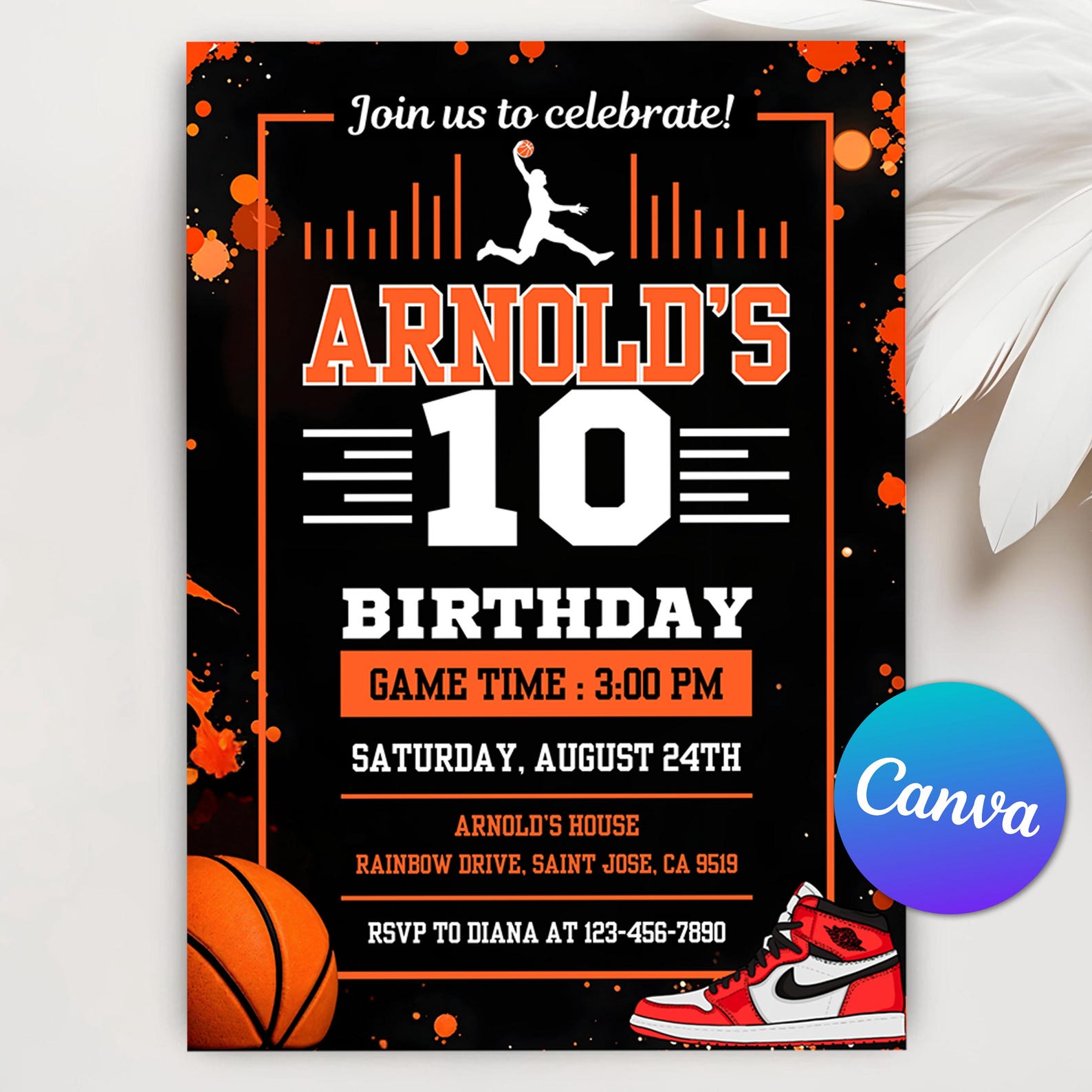 Basketball Birthday Invitation Template, Basketball Invitation ...