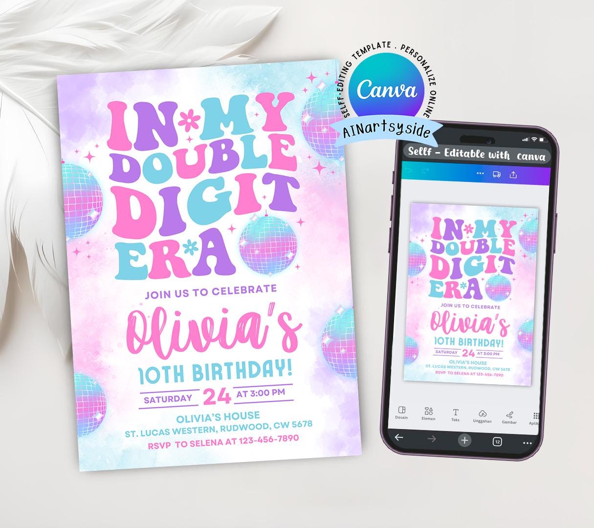 Editable in My Double Digits Era Invitation, in My Birthday Era Girl ...