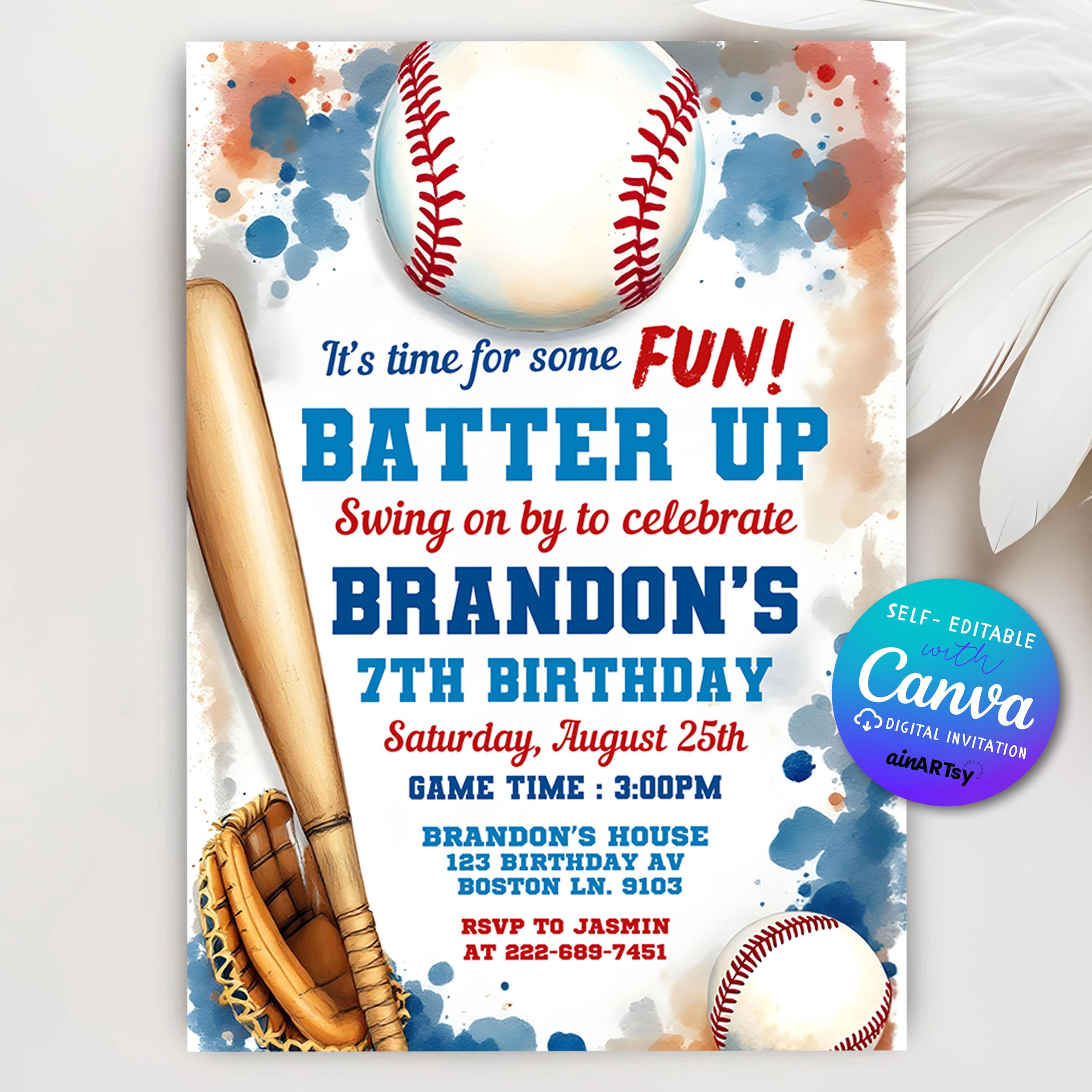 Baseball Birthday Invitation, Baseball Party Invitation, Baseball ...