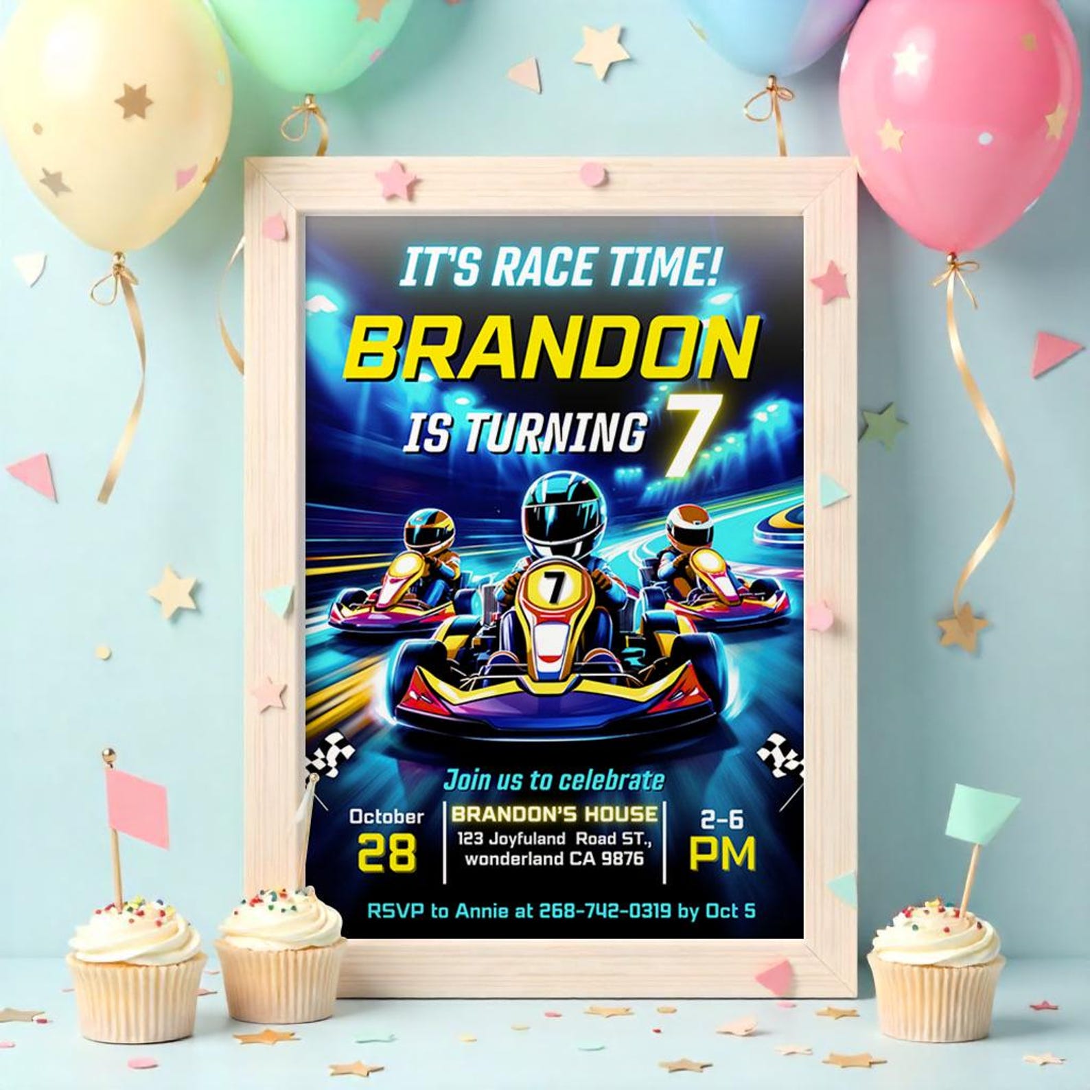 Editable Go Kart Birthday Invitation, Go Kart Party Invitation, Karting ...