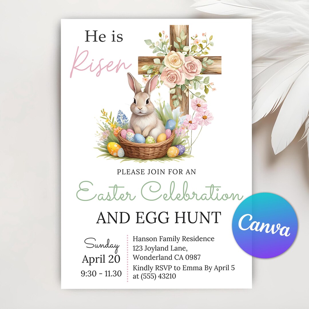 Easter Invitation, Easter Egg Hunt Invitation, Easter Bunny Invitation ...