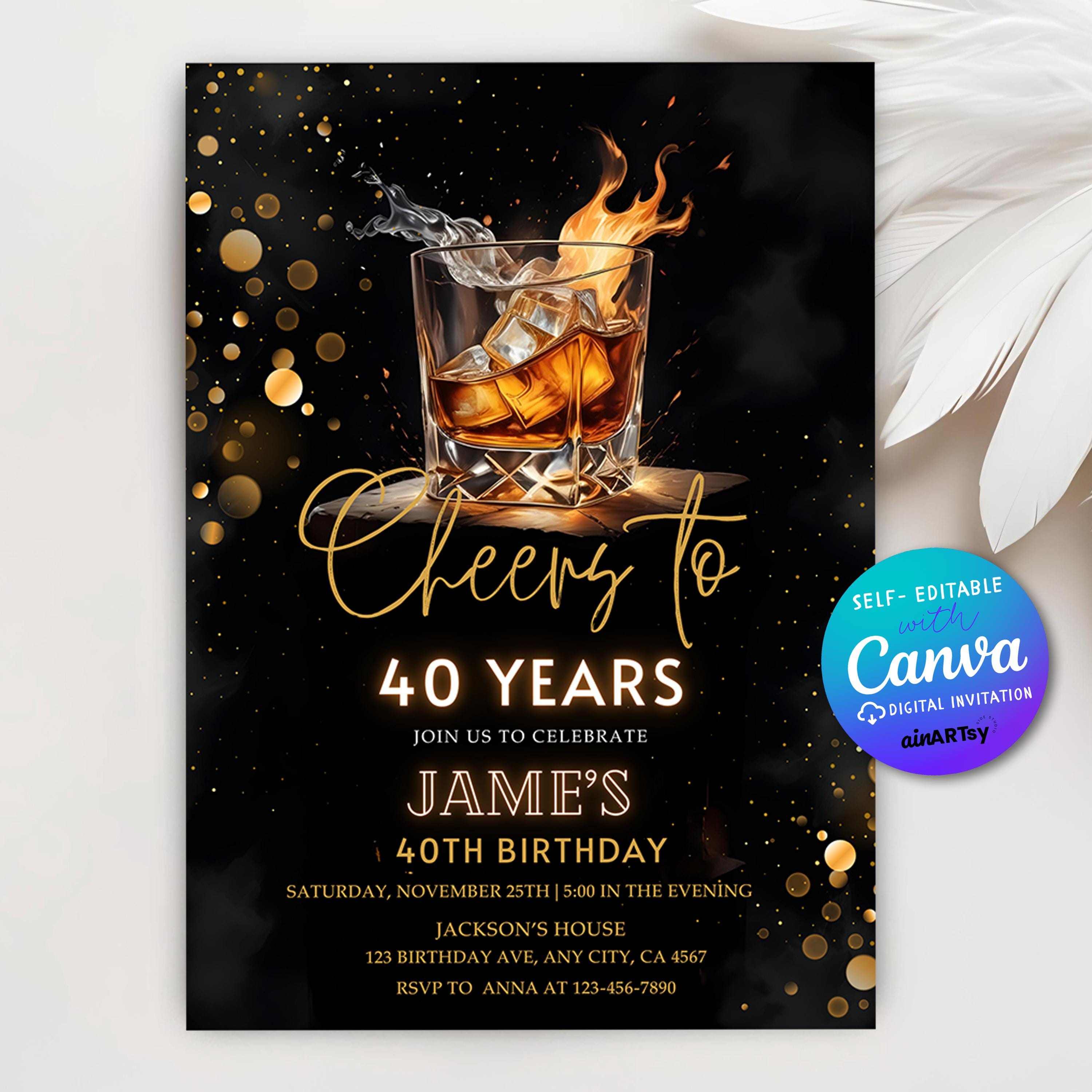 Whiskey Birthday Invitation, Surprise Party Adult, 30th 40th 50th Any ...
