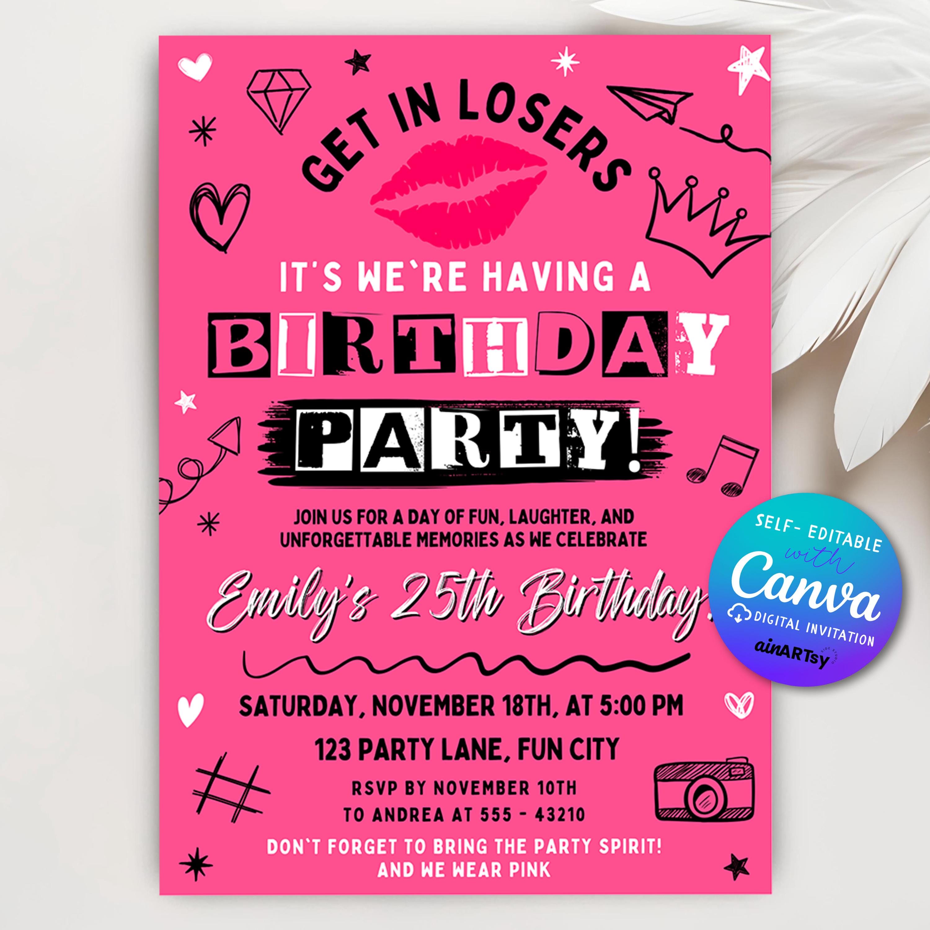 Mean Girls Inspired Birthday Invitation, Mean Girl's Night Party, Pink ...