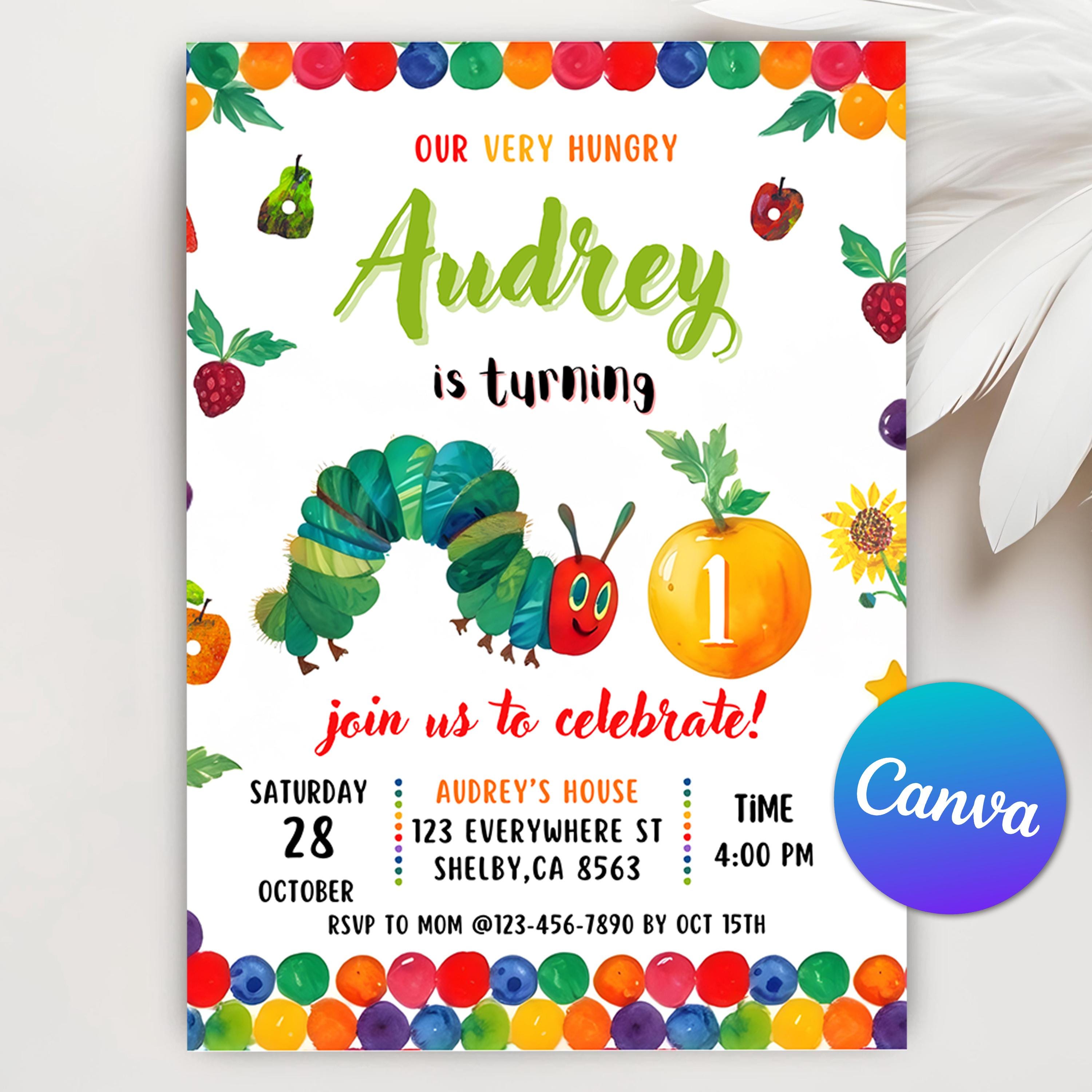 The Very Hungry Caterpillar First Birthday Invitation, Any Age Hungry ...
