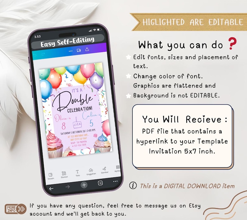 Join Party Birthday Invitation, Sibling Birthday Party, Double Birthday ...