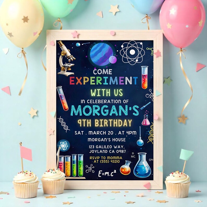 Mad Science Birthday Invitation, Science Lab Birthday, Girl Boy Science ...