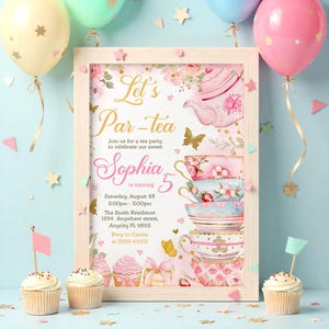 Tea Party Birthday Invitation, Girl Par-tea Invite, Par-tea Invitation ...