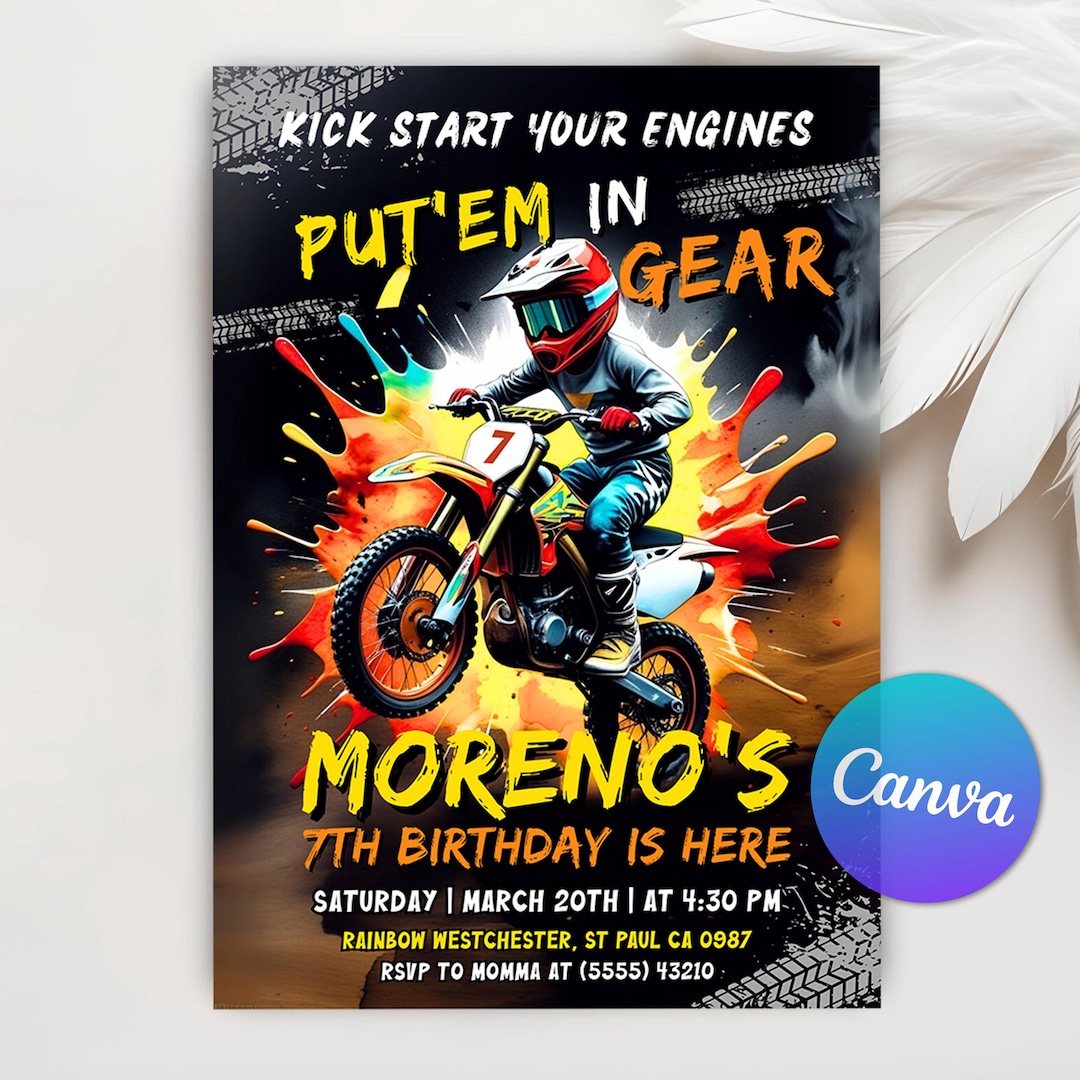 Dirt Bike Birthday Invitation, Dirt Bike Adventure Invite, Boys ...