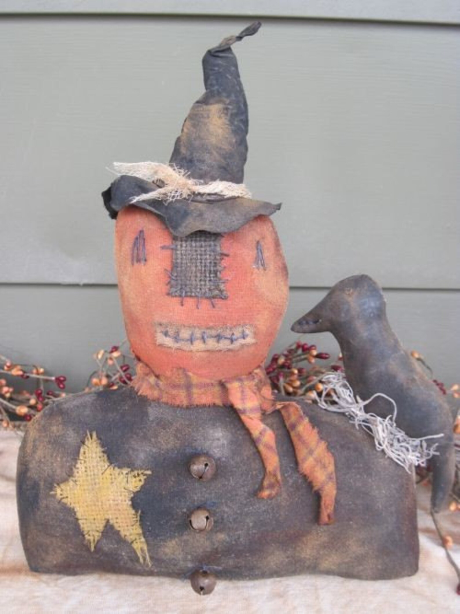 PDF Downloadable Pattern - Primitive Crow and His Pumpkin E-pattern ...