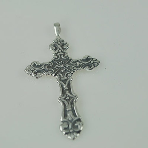 Sterling Silver Cross Pendant With Ornate Scroll Work - Etsy