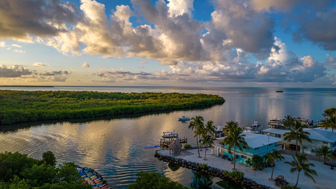Tropical Sunset Over the Florida Keys – Coastal Aerial Photography ...