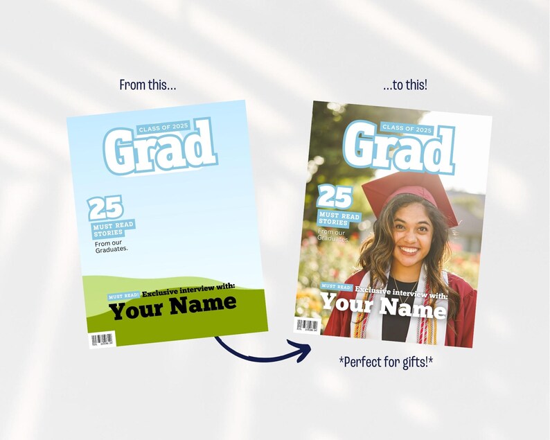 Grad 2025 Magazine Cover Canva Template | Editable Digital Magazine ...