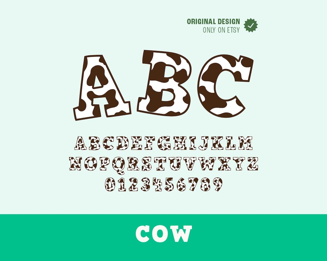 Cow Print Letters A-Z SVG | Farm Animal Font (digital Download) - Etsy