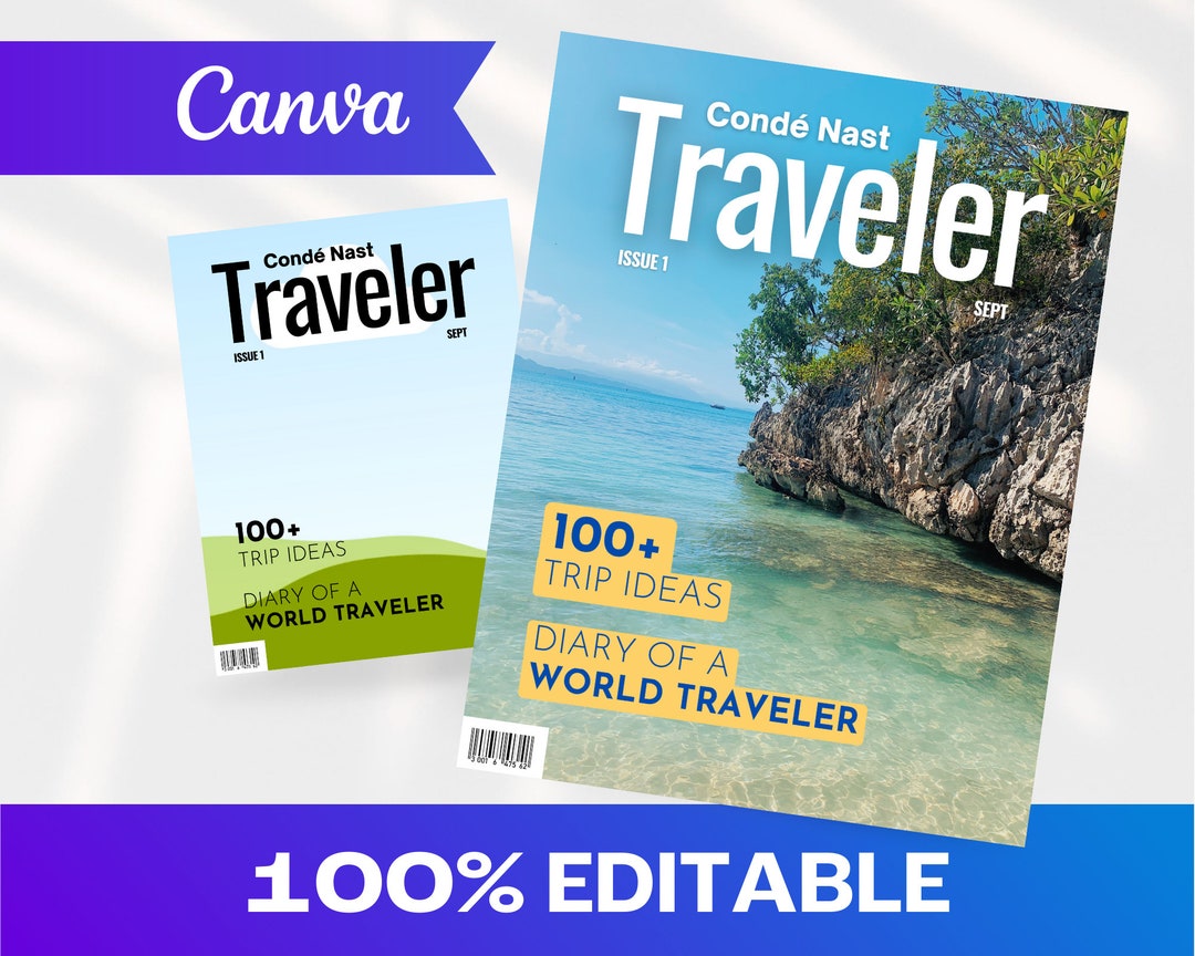 Travel Magazine Cover Canva Template | Custom Magazine Cover | Canva ...