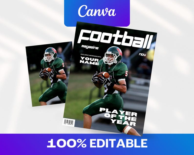 Football Magazine Cover Canva Template | Custom Sports Cover (digital ...