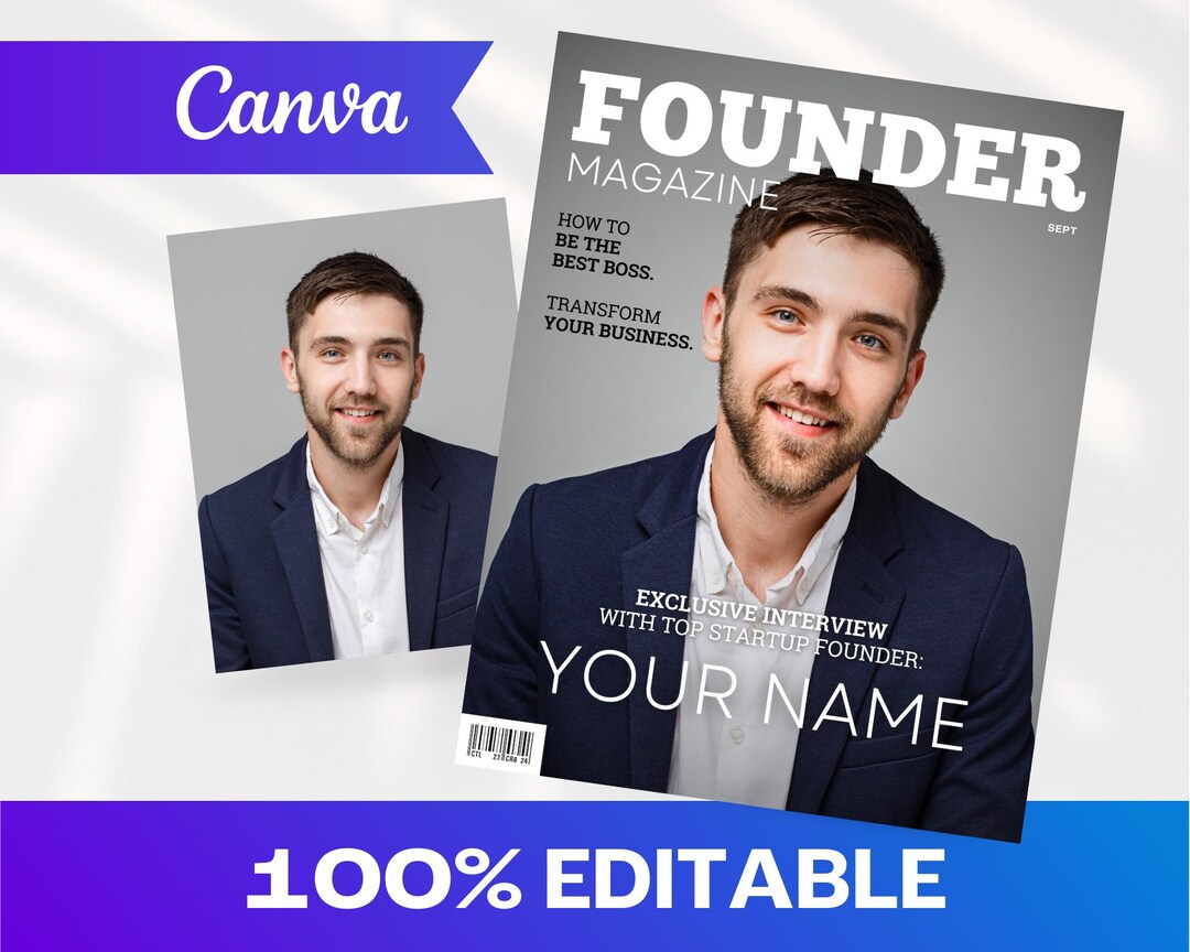 Startup Magazine Cover Canva Template | Custom Magazine Cover | Canva ...