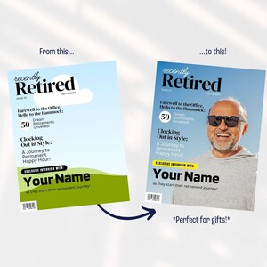 Retirement Magazine Cover Canva Template | Personalized Gift (digital ...