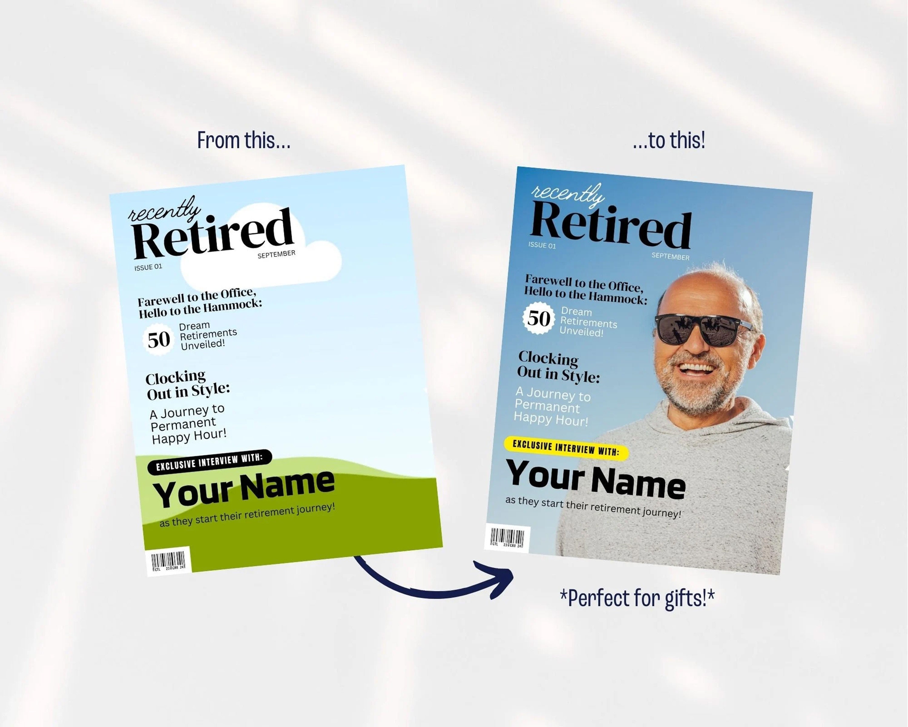 Retirement Magazine Cover Canva Template | Personalized Gift (digital ...