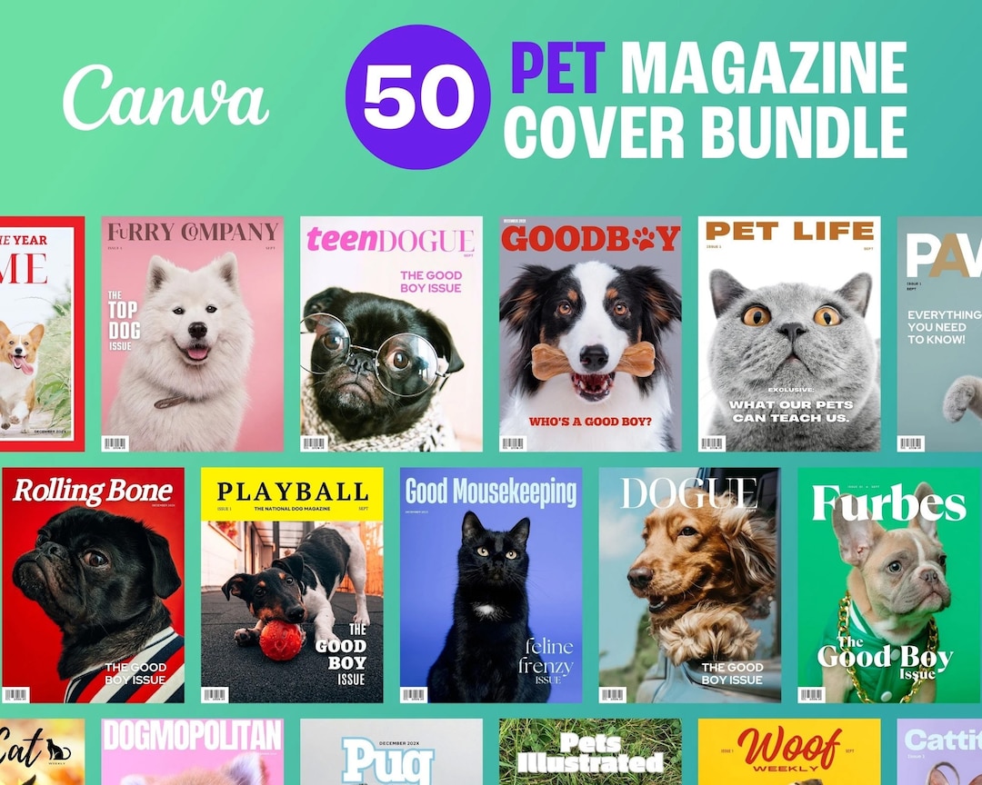 50 Pet Magazine Cover Templates | Customizable Canva Layouts (digital ...