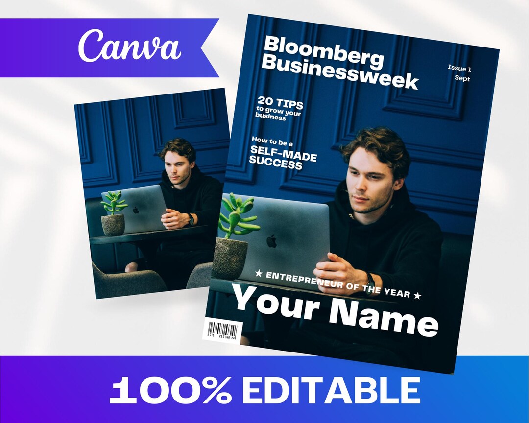 Business Week Magazine Cover Canva Template | Custom Magazine Cover ...
