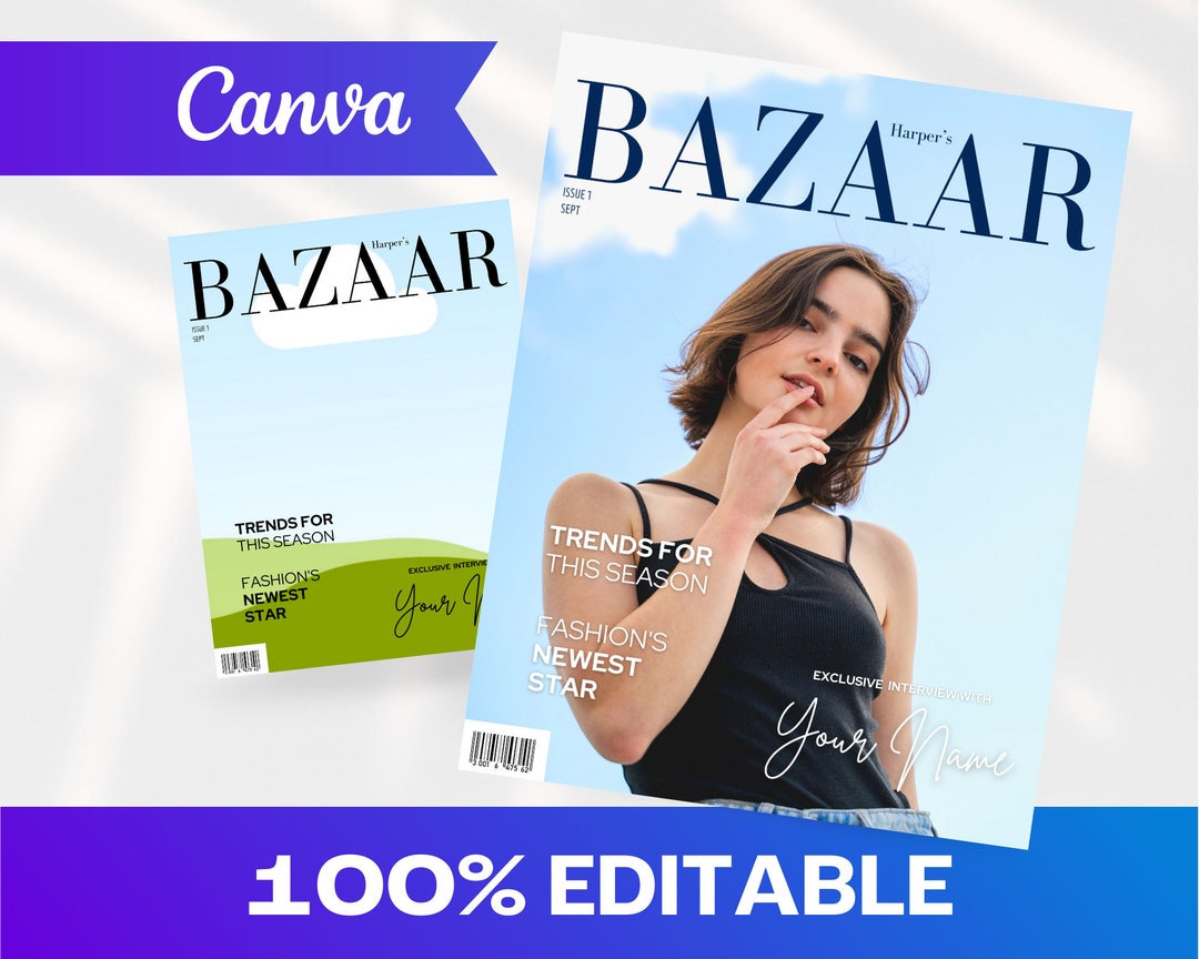 Fashion Magazine Cover Canva Template Custom Magazine Cover Canva ...