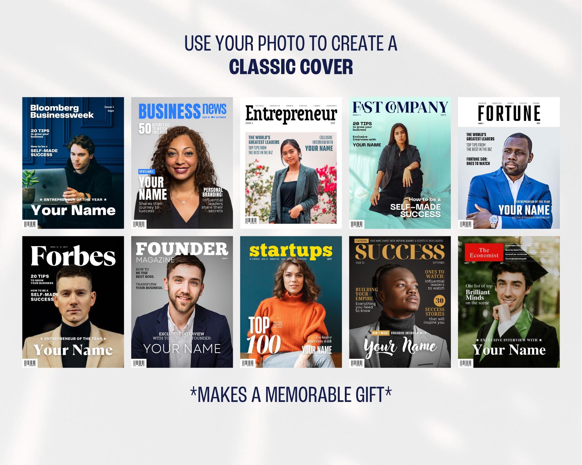 Business Magazine Cover Canva Template BUNDLE | Custom Magazine Cover ...