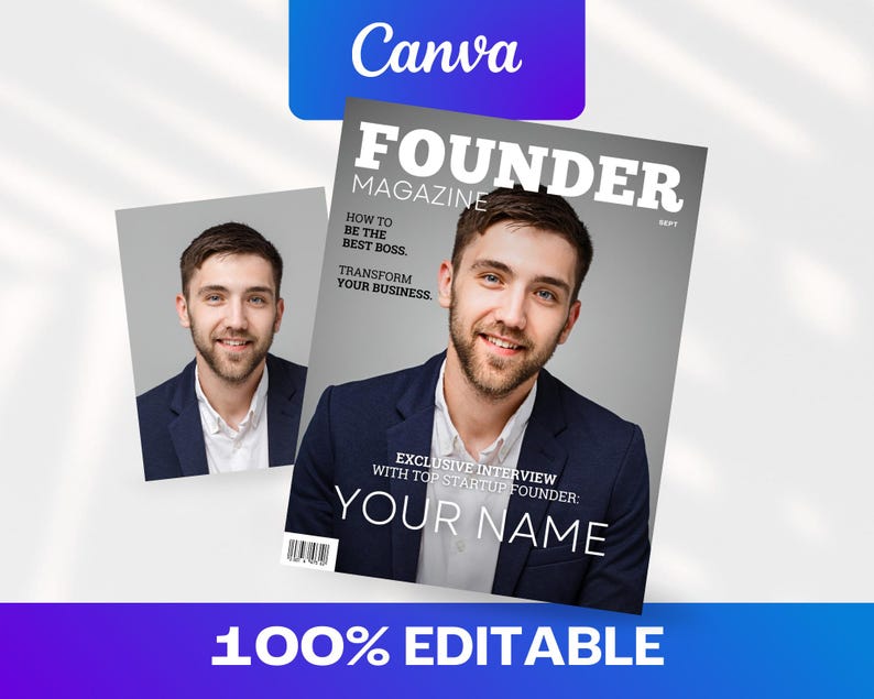 Customizable Founder Magazine Cover Template | Canva (digital Download ...