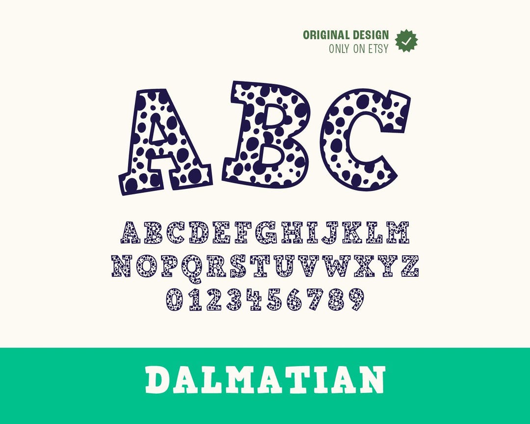 Dalmatian Font SVG | A-Z Letters & Numbers, Cut Files (digital Download ...
