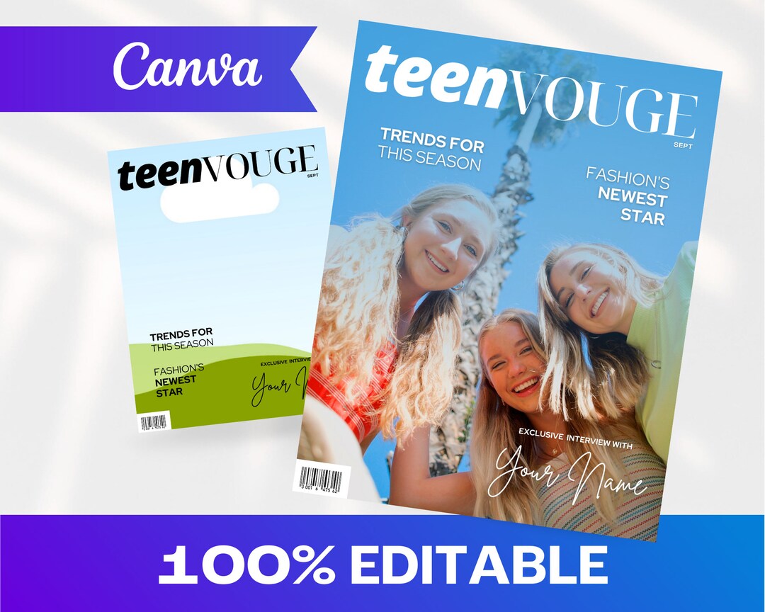 Fashion Magazine Cover Canva Template | Custom Magazine Cover | Canva ...