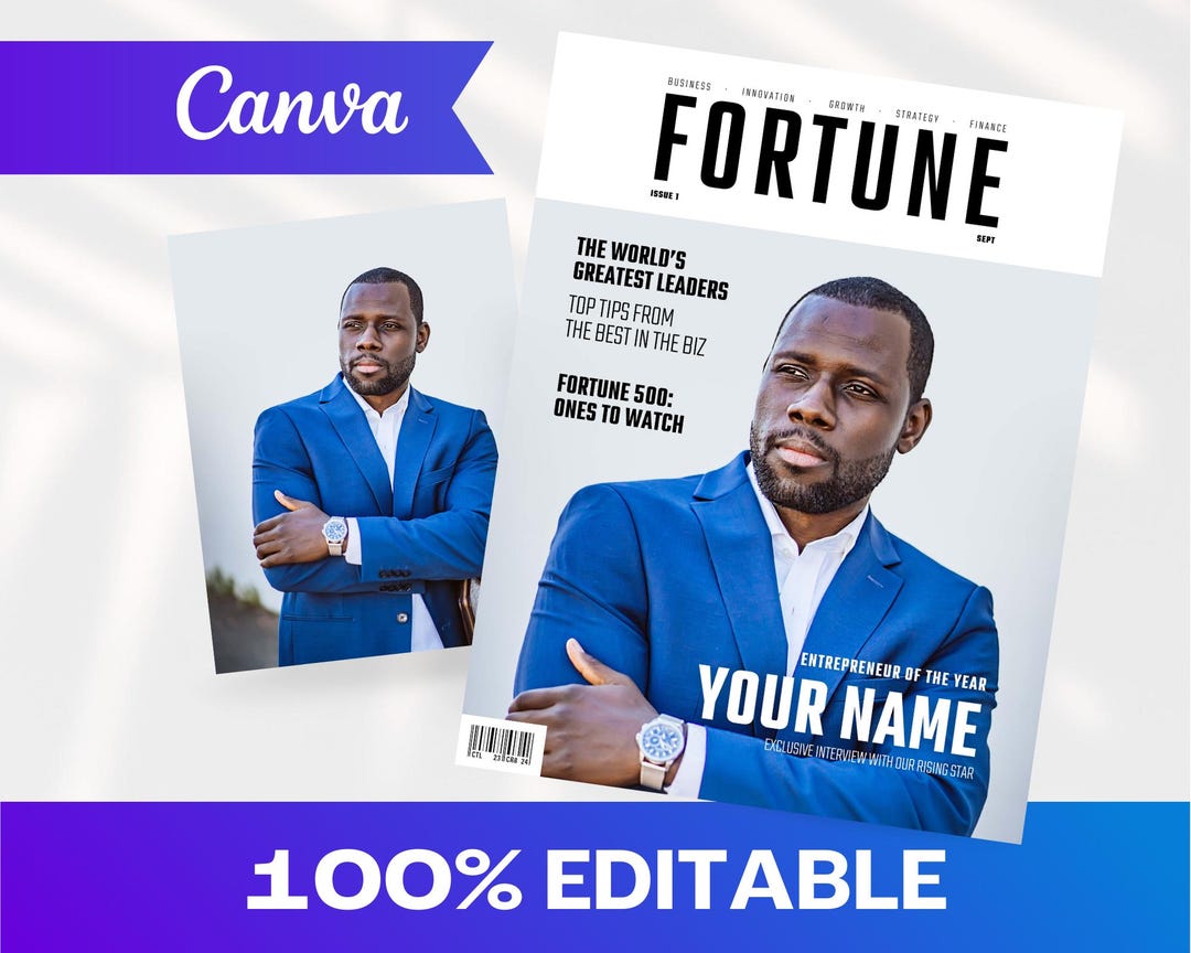 Fortune Magazine Cover Canva Template | Custom Magazine Cover | Canva ...