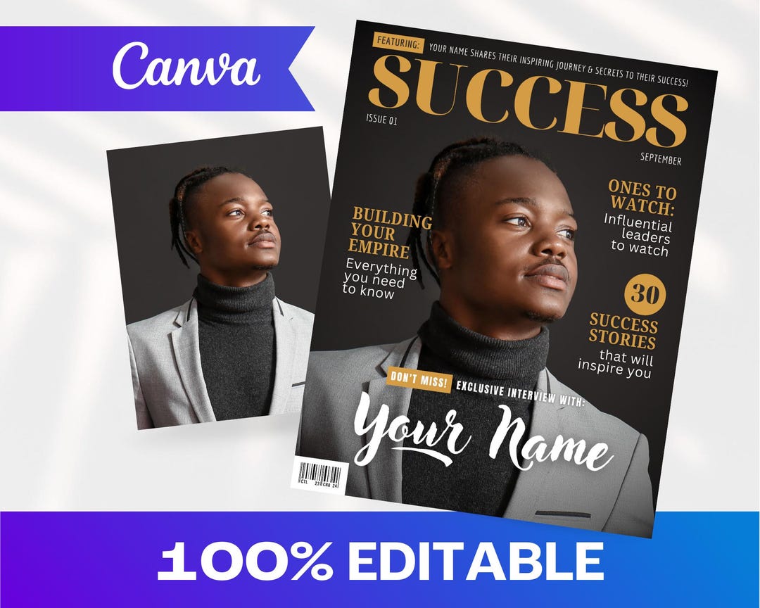 Success Magazine Cover Canva Template | Custom Magazine Cover | Canva ...